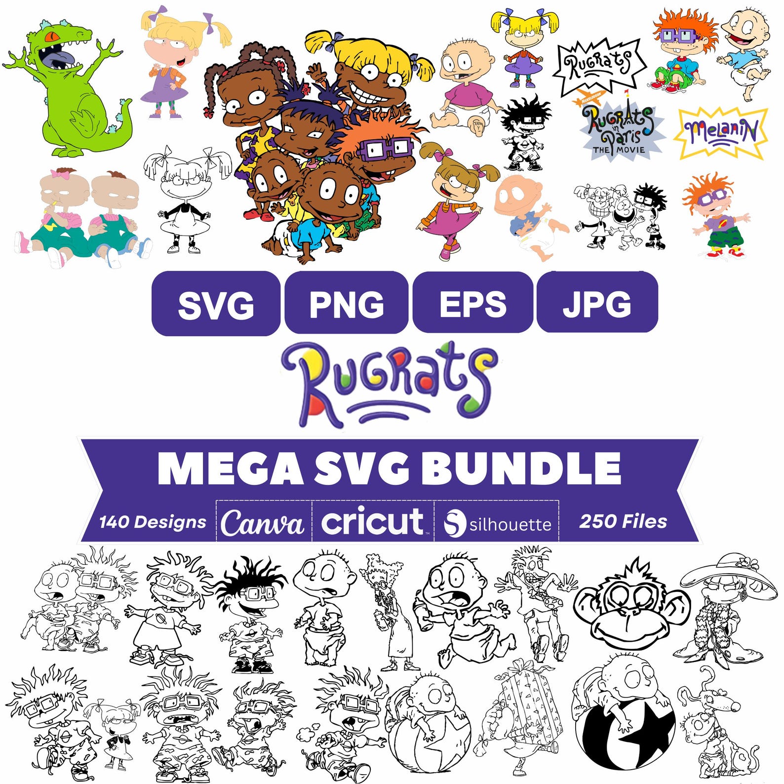 Rugrats SVG Clipart Bundle | 90s Cartoon Designs + Bonus Font - Etsy