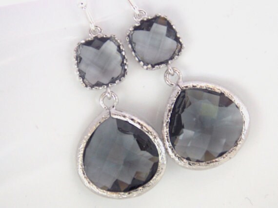 Gray Necklace Grey Necklace Silver Gray Pendant Sterling - Etsy