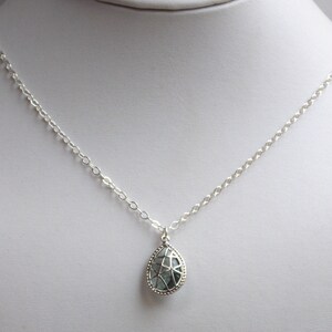 Gray Necklace, Grey Necklace, Silver Gray Pendant, Sterling Silver ...