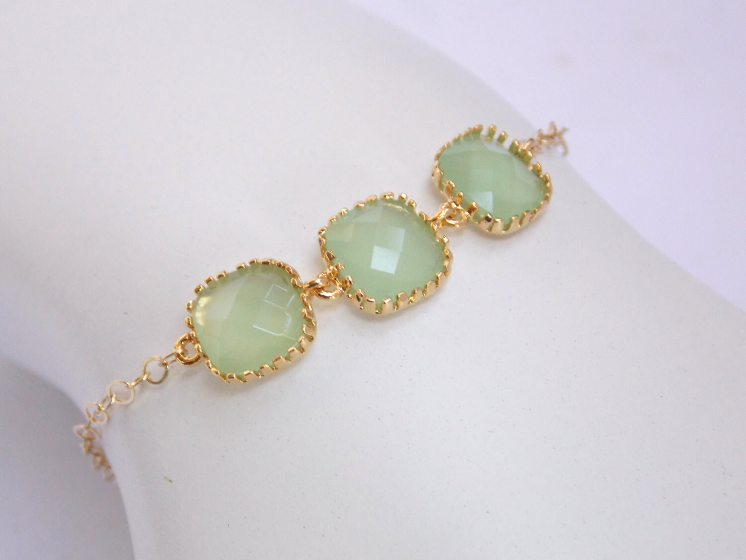 Mint Bracelet Glass Bracelet Gold Bracelet 14K Gold Filled | Etsy