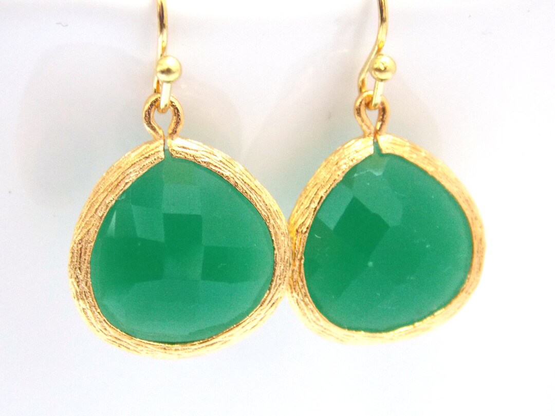 Green Earrings, Gold Earrings, Gold Green Earrings, Palace Green ...