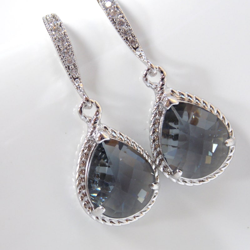 Gray Zirconia Earrings - Etsy