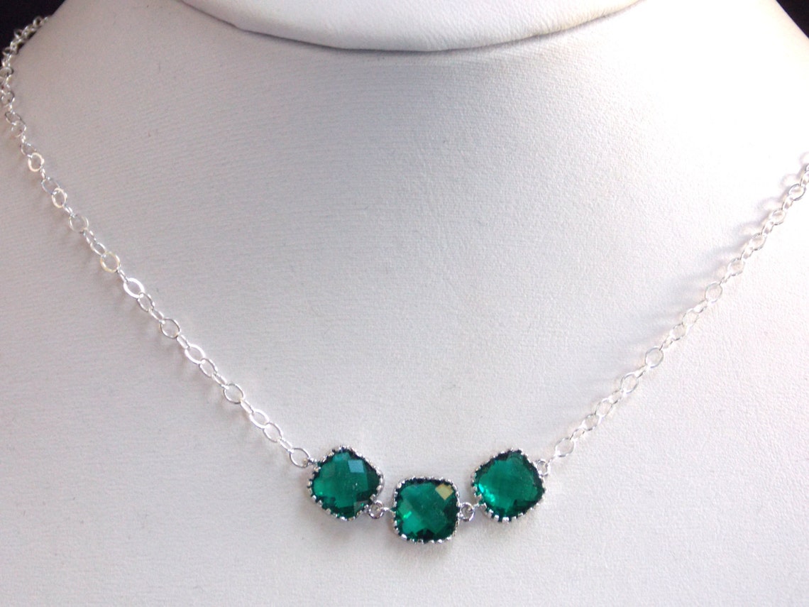 Green Necklace Green Emerald Necklace Silver Green Pendant - Etsy