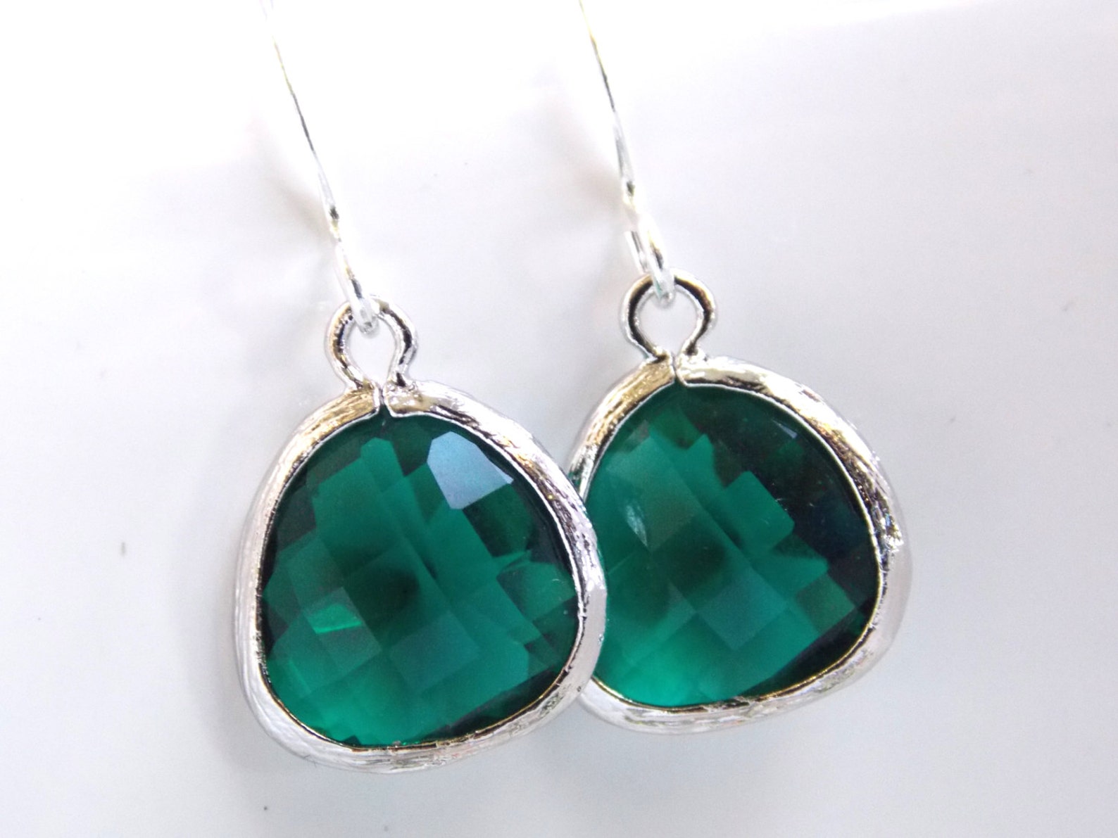 Green Earrings Silver Earrings Emerald Green Petite - Etsy