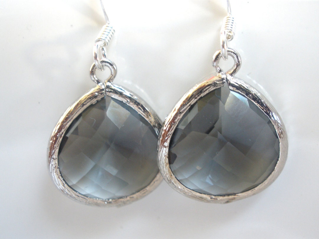 Gray Earrings, Grey Earrings, Gift, Pewter, Dangle, Silver Earrings ...