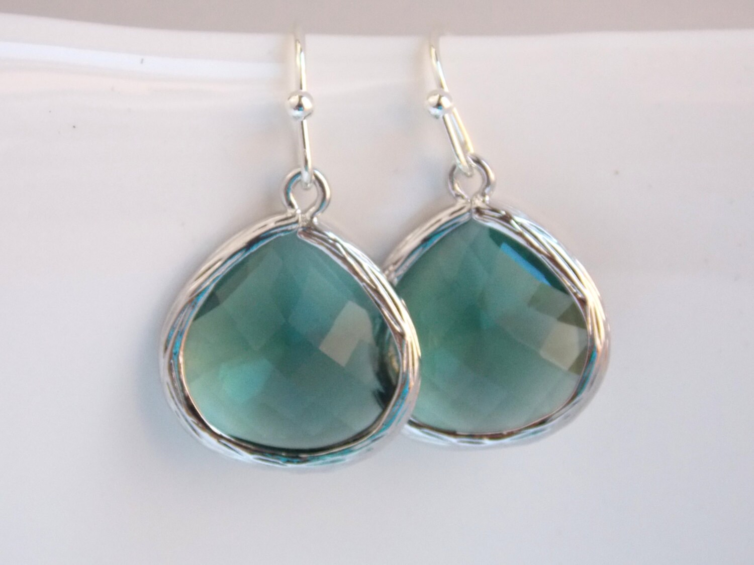 Teal Earrings, Silver Teal Earrings, Teal Jewelry, Teal Wedding, Drop ...
