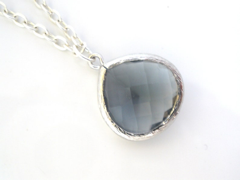 Gray Necklace Grey Necklace Charcoal Pendant Silver - Etsy
