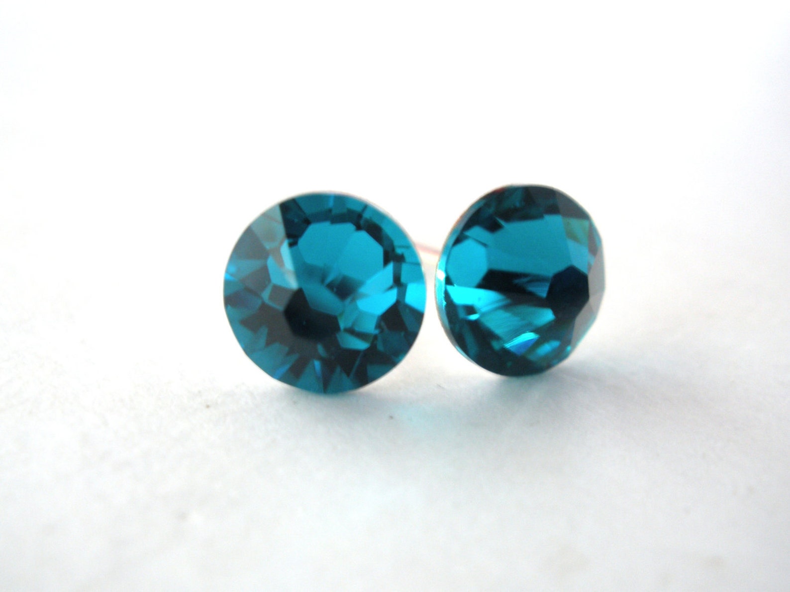 Blue Crystal Stud Earrings Blue Earrings Swarovski Crystal | Etsy