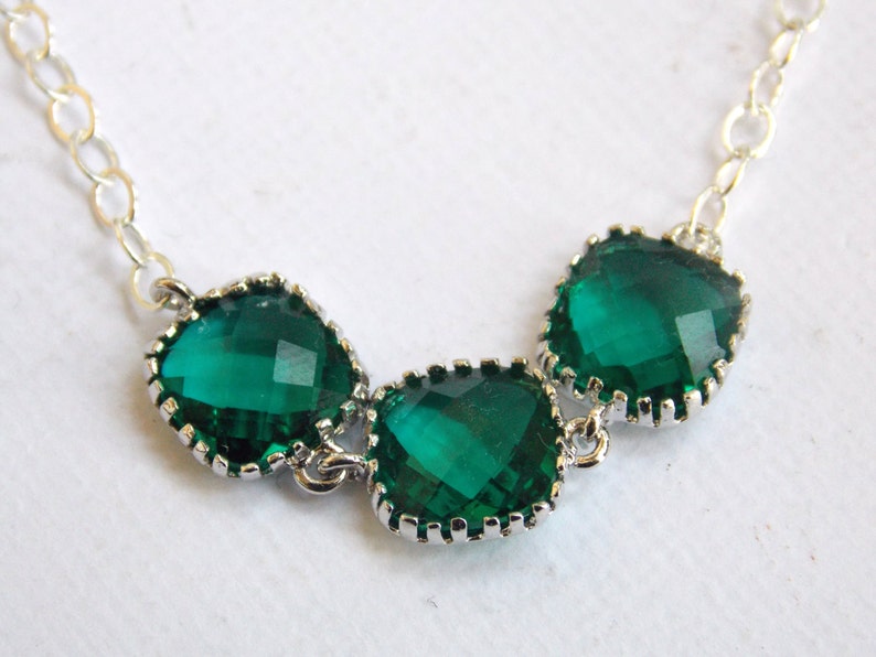 Green Necklace Green Emerald Necklace Silver Green Pendant - Etsy