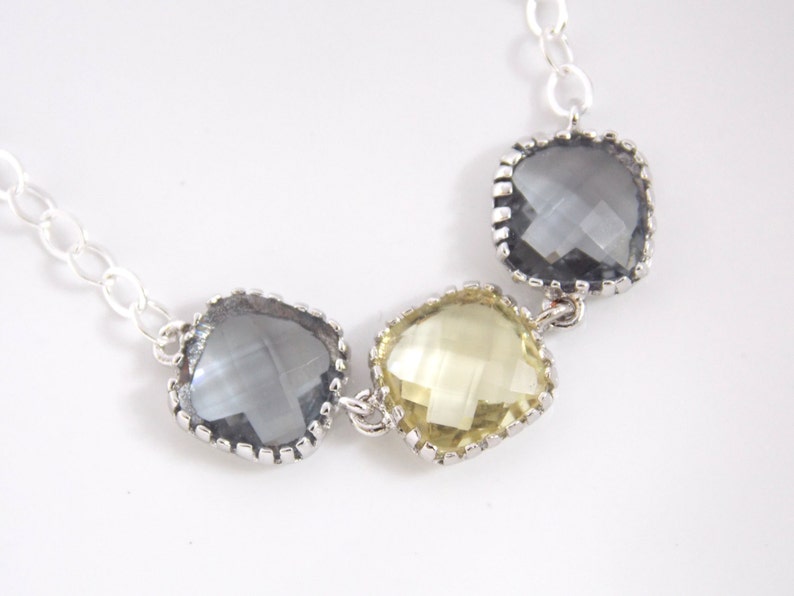 Gray Necklaceyellow Necklace Grey Necklace Gray Sterling - Etsy