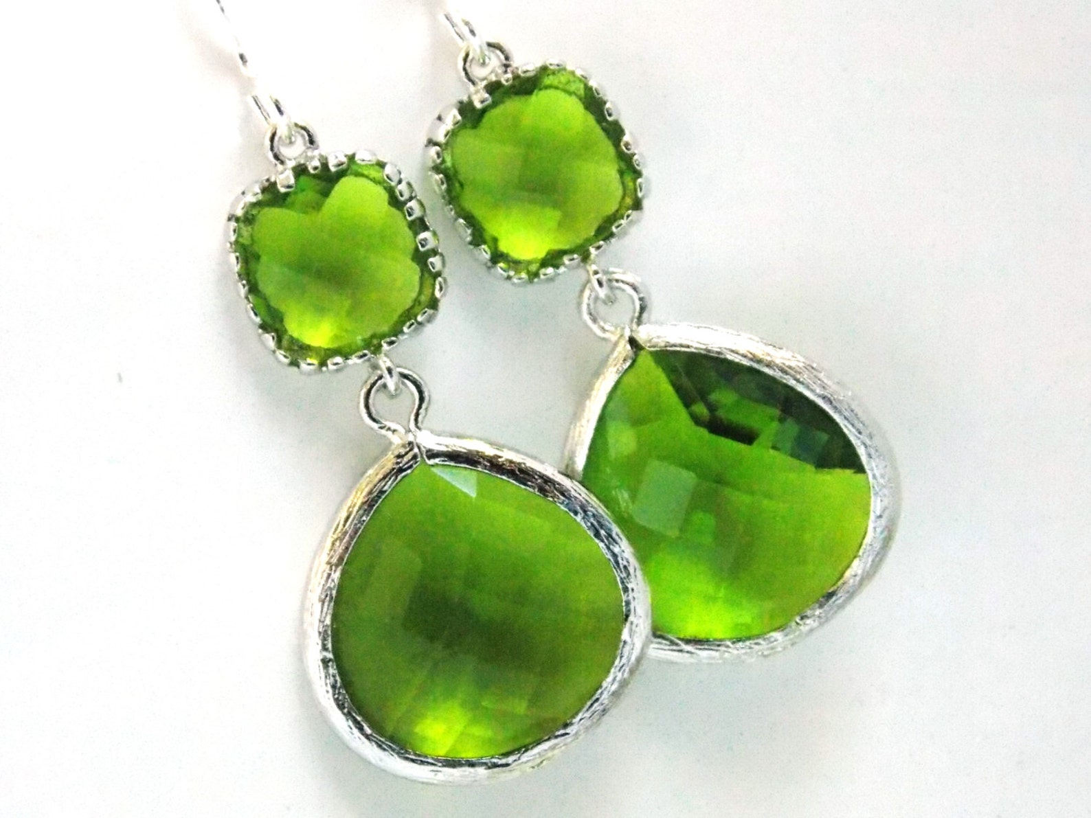 Green Earrings Peridot Earrings Apple Green Earrings Silver | Etsy