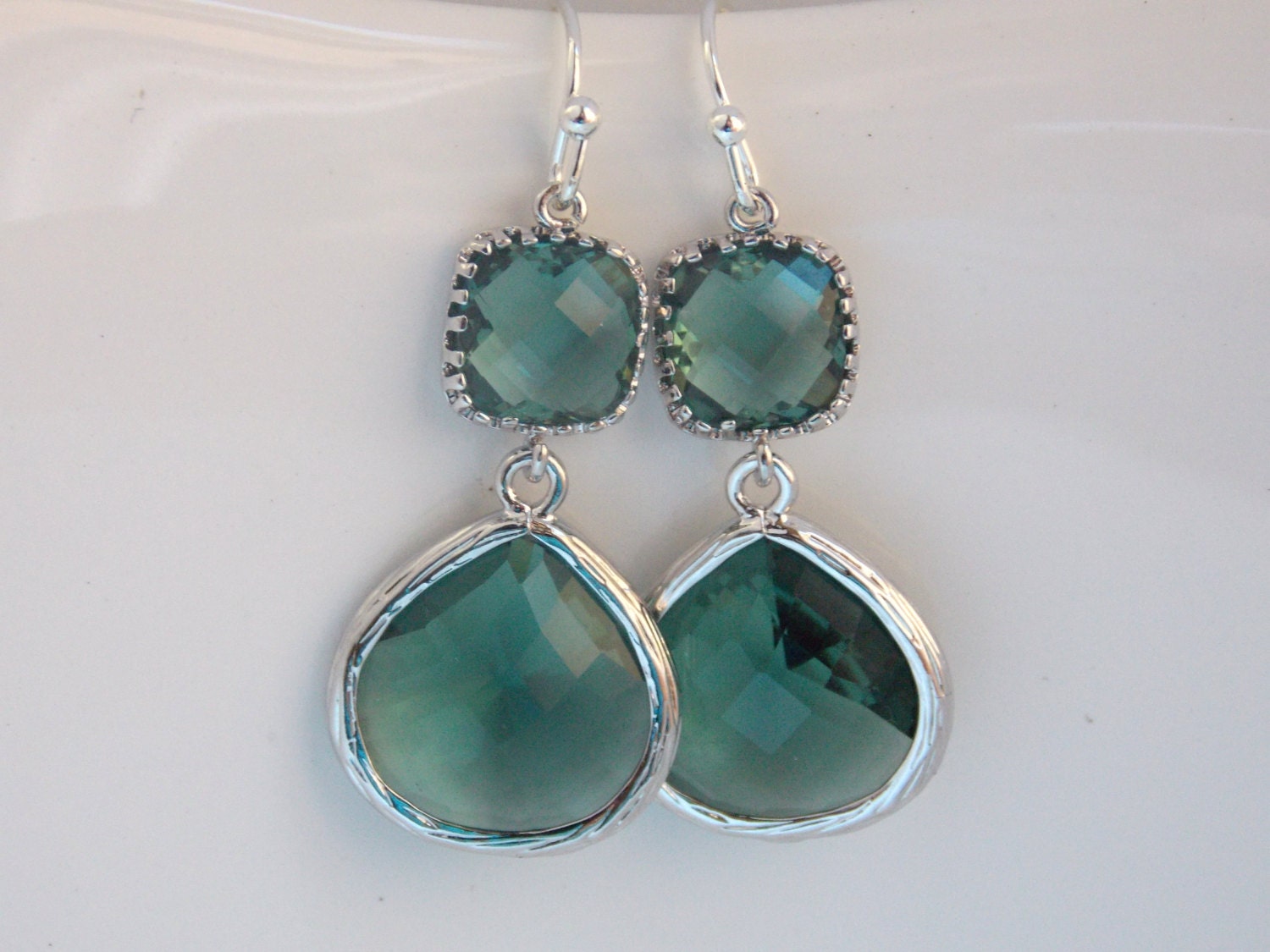 Teal Necklace, Silver Teal Pendant, Sterling Silver, Aqua, Green ...