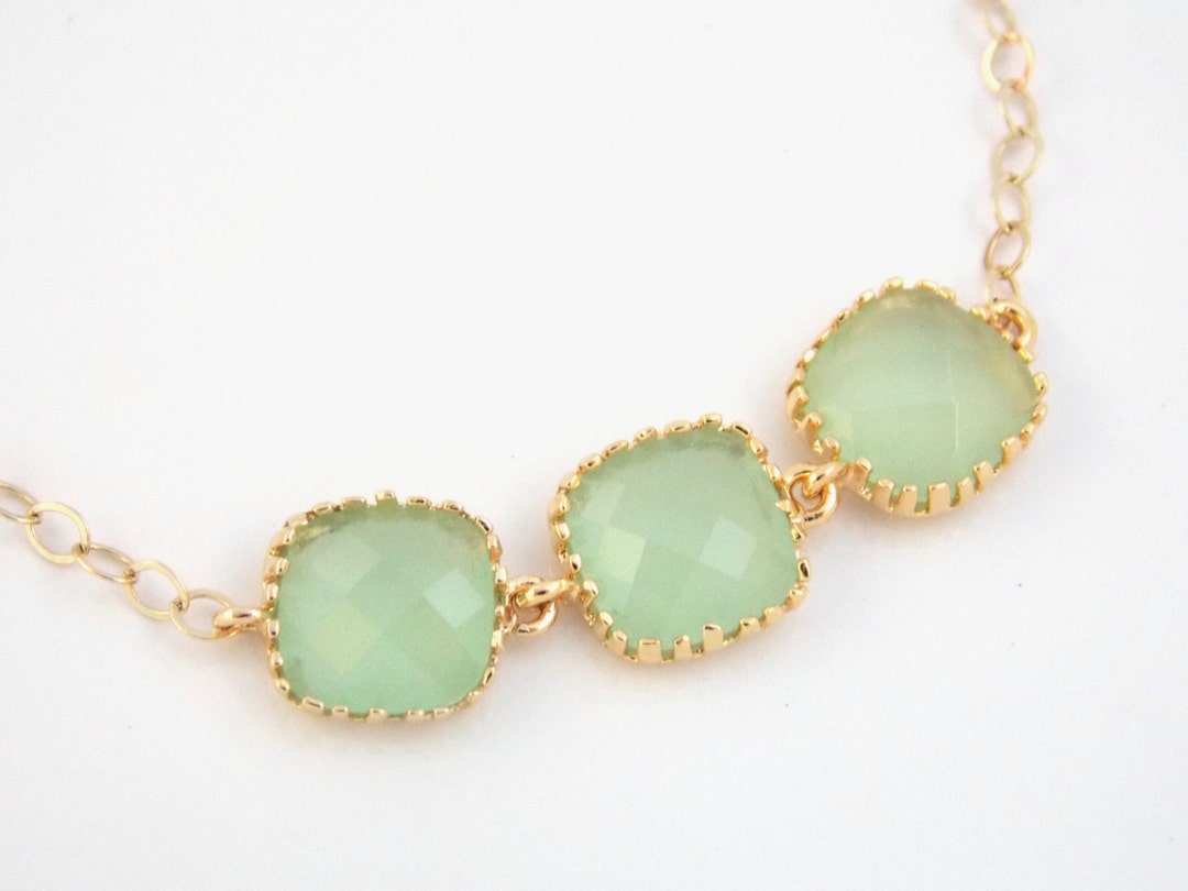 Mint Bracelet, Glass Bracelet, Gold Bracelet, 14K Gold Filled Bracelet ...