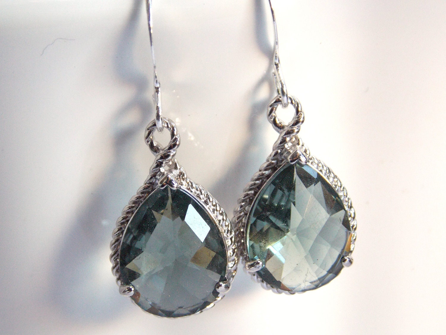 Gray Earrings, Grey Earrings, Charcoal, Friend Gift,, Silver, Gray ...