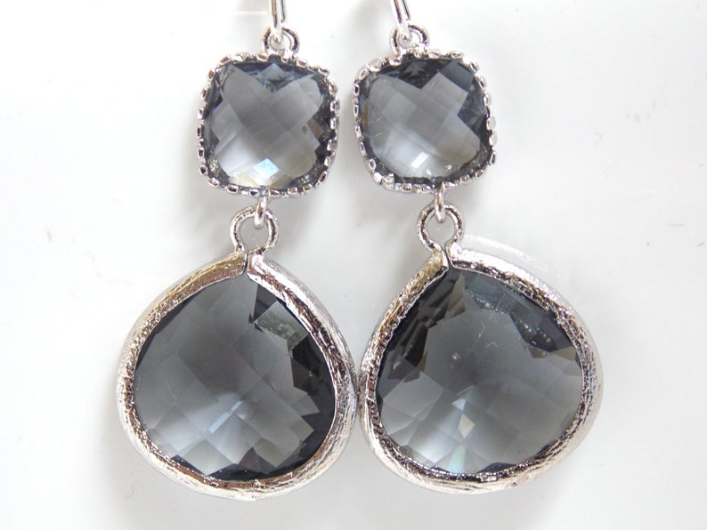 Gray Earrings, Grey Earrings, Silver Earrings, Charcoal Earrings ...