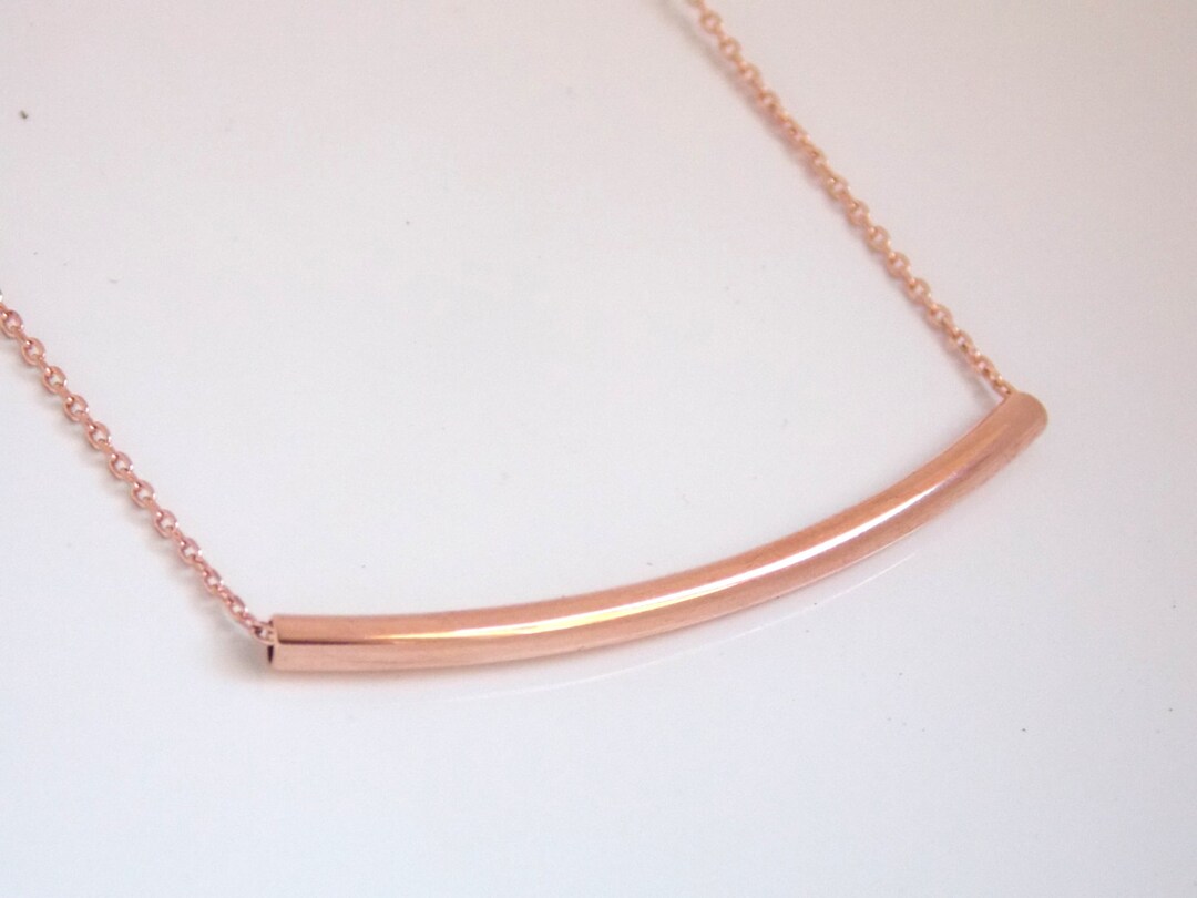 Rose Gold Tube Necklace, Rose Gold Necklace, Rose Gold Bar Necklace ...