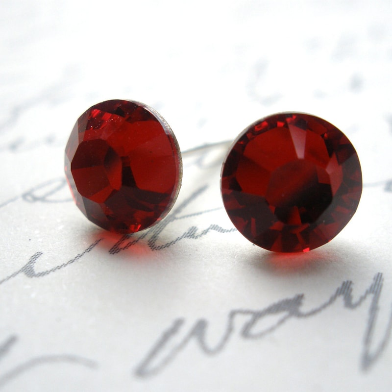 Red Stud Earrings - Etsy