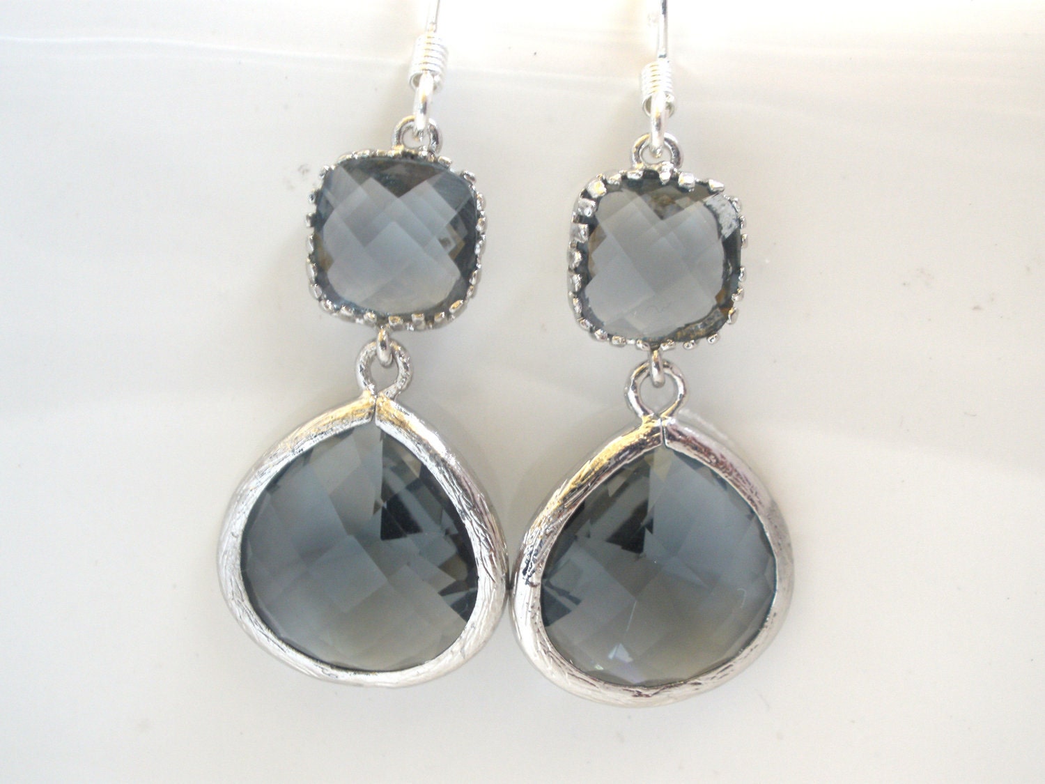 Gray Necklace Grey Necklace Charcoal Pendant Orchid Silver | Etsy