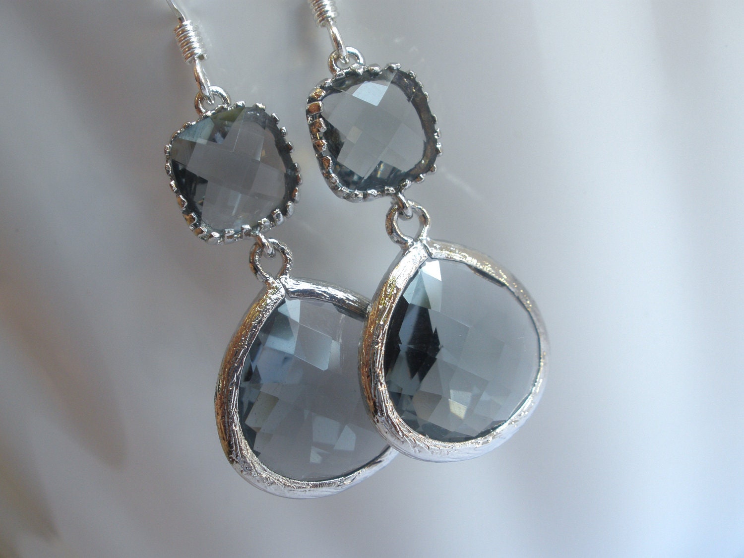 Gray Necklace, Grey Necklace, Silver Gray Pendant, Sterling Silver ...