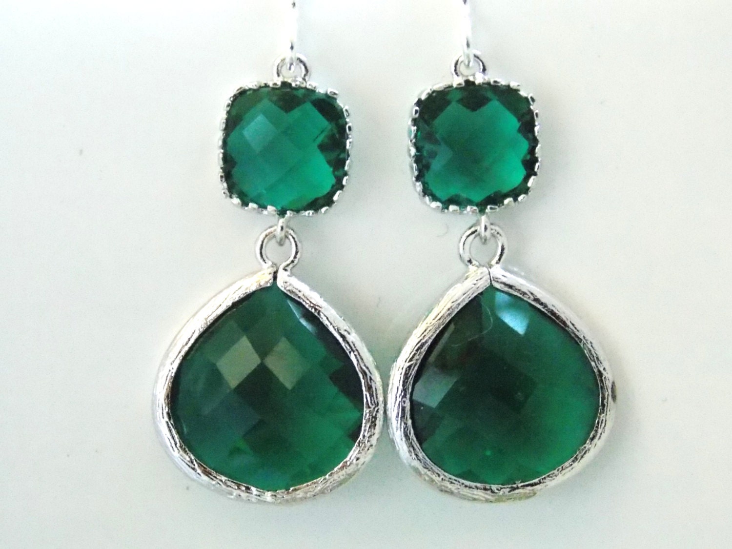 Green Necklace, Green Emerald Necklace, Silver Green Pendant, Sterling ...