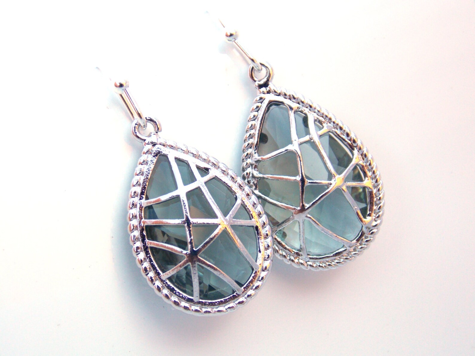 Gray Earrings, Grey Earrings, Silver Earrings, Charcoal Earrings ...