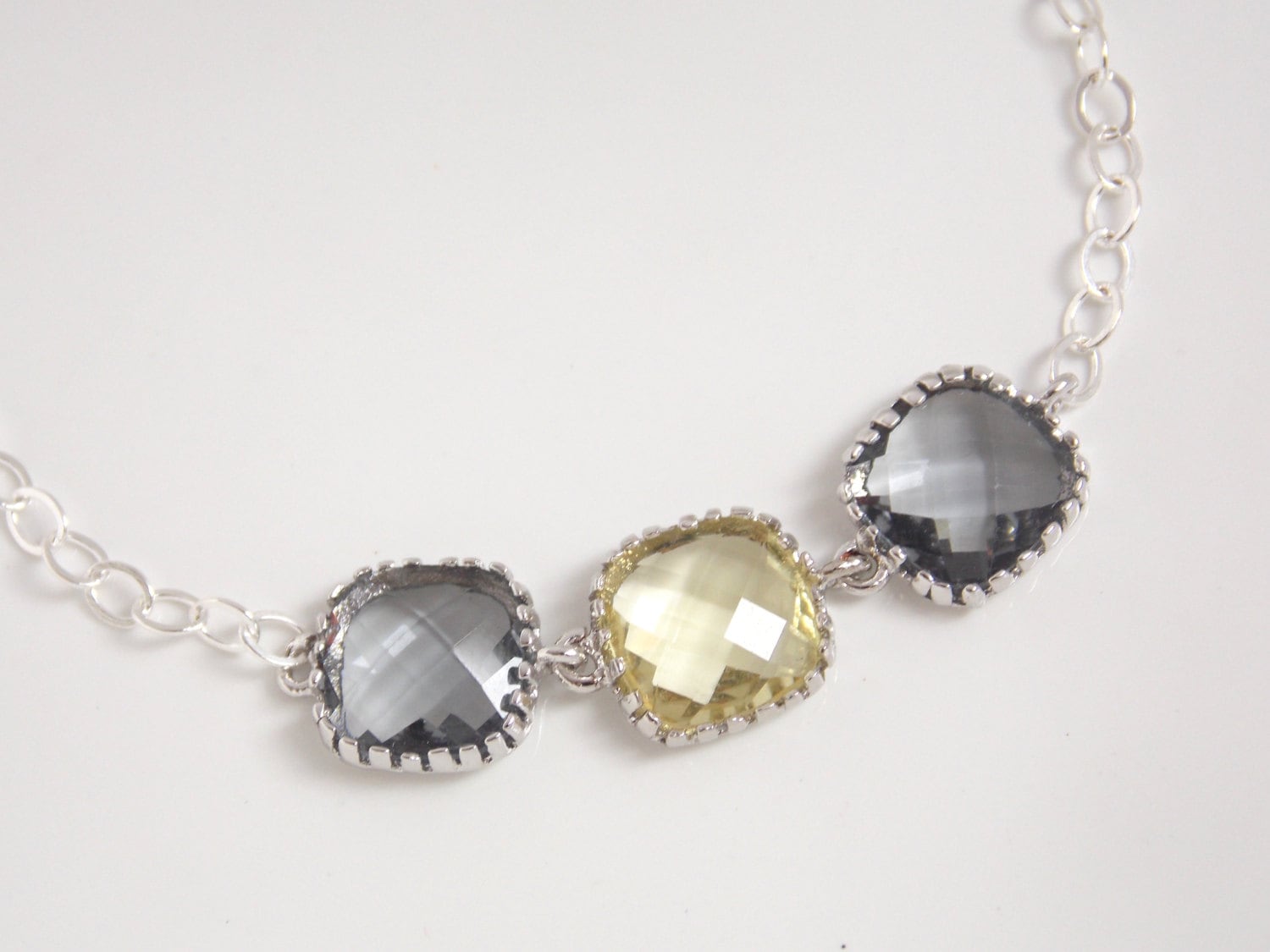 Gray Necklaceyellow Necklace Grey Necklace Gray Sterling | Etsy