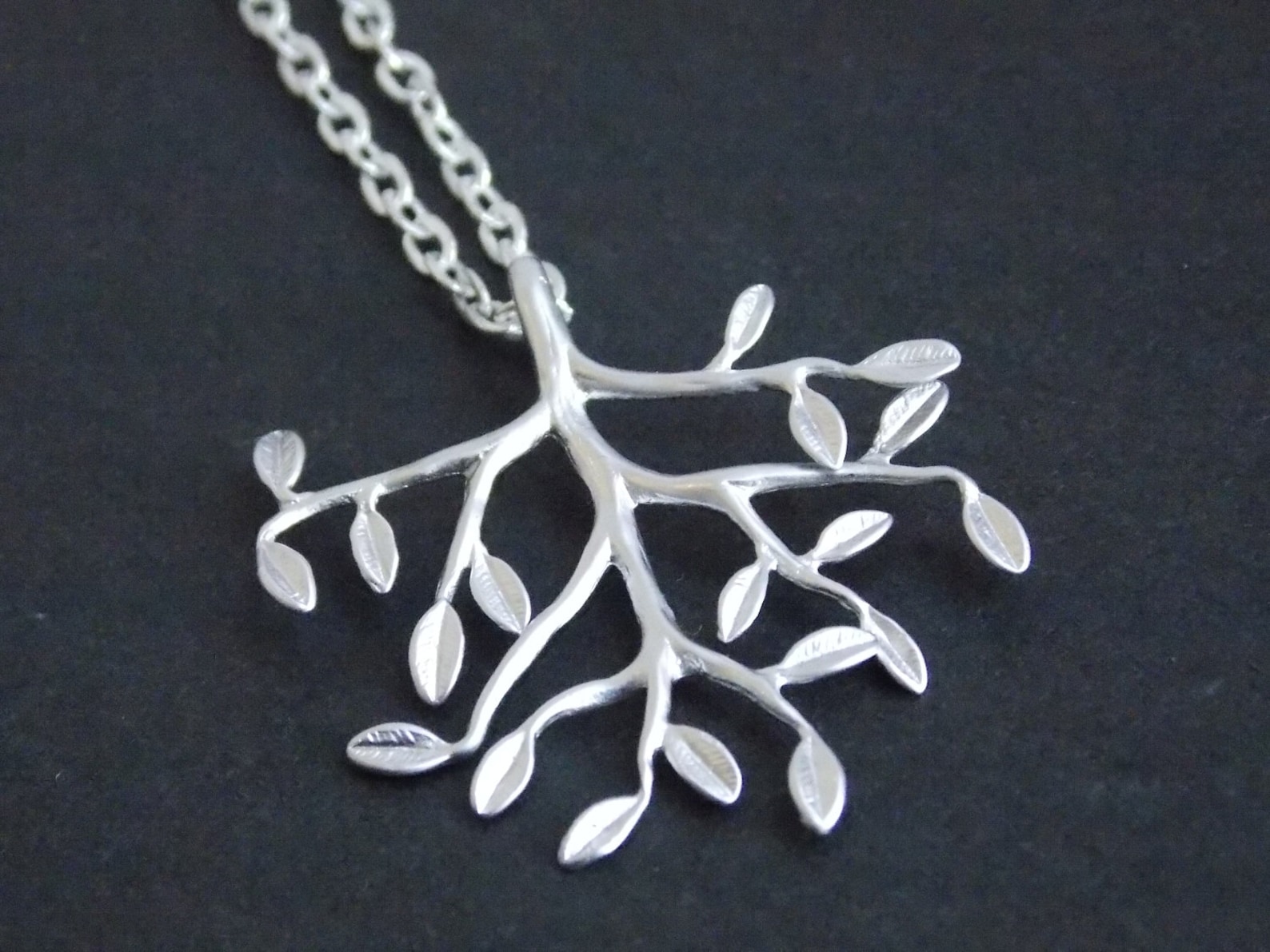 Leaf Necklace, Tree Necklace, Matte Gold Leaves Necklace, Branch ...