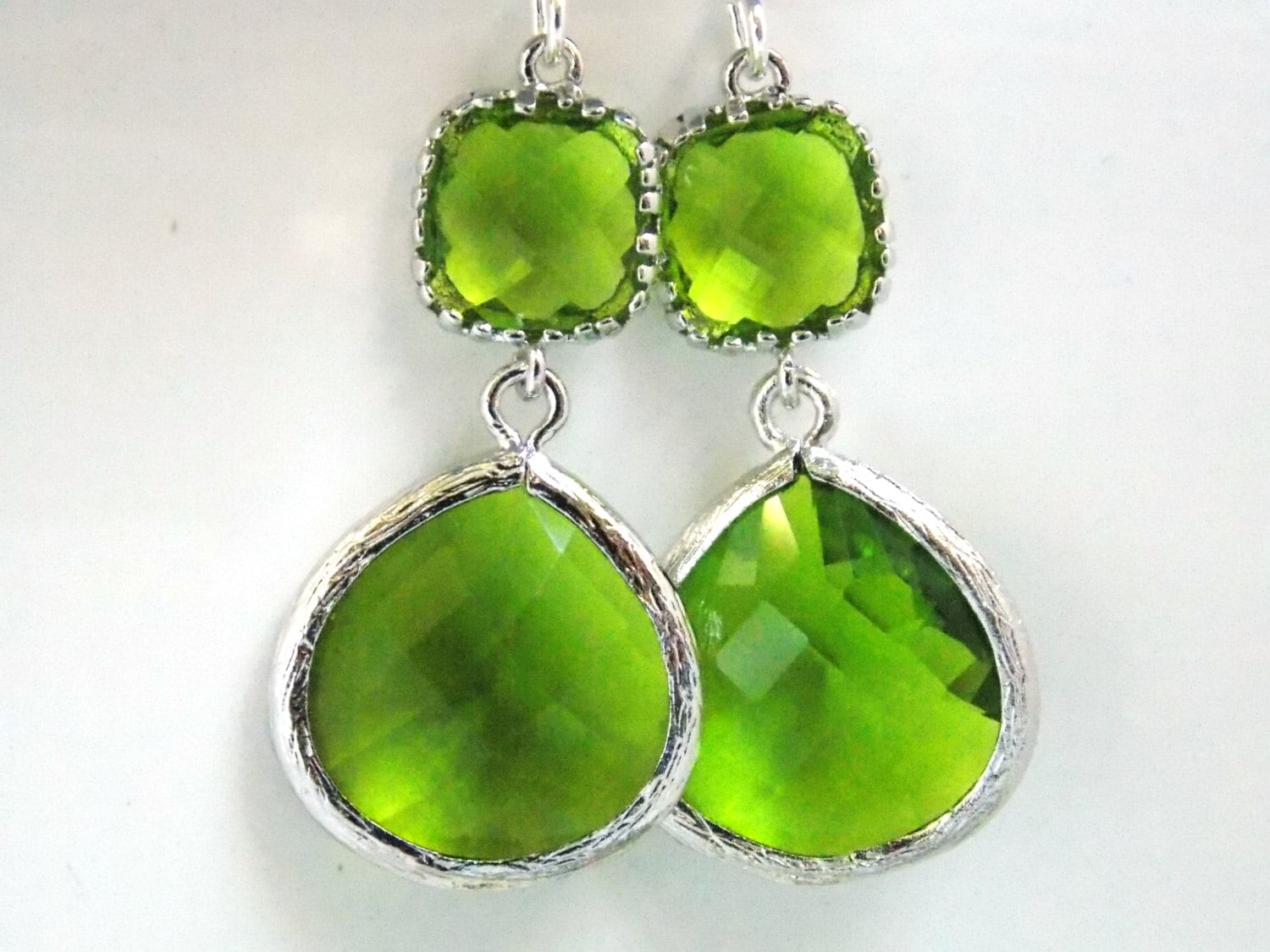 Green Earrings Peridot Earrings Apple Green Earrings Silver | Etsy