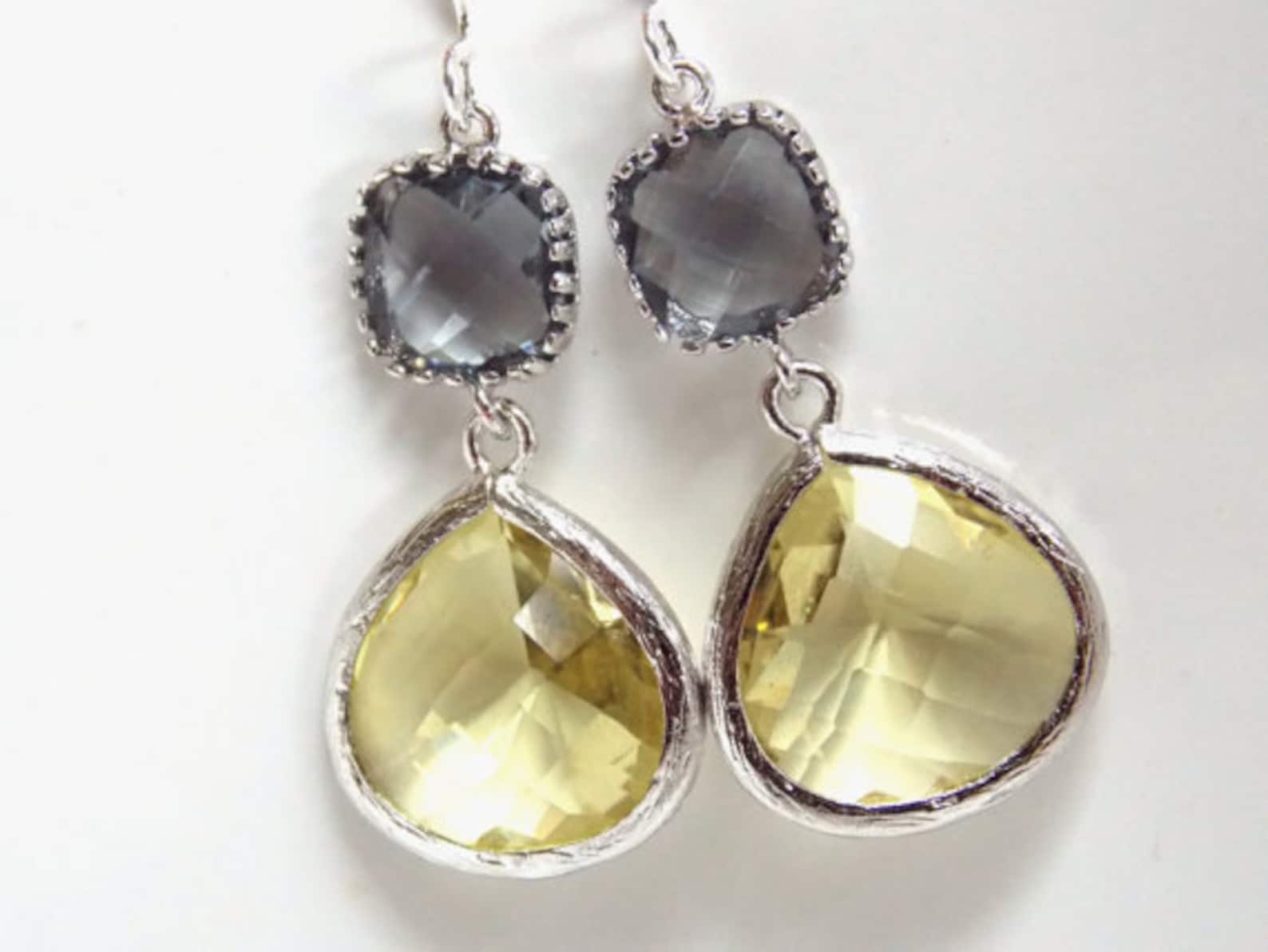 Gray Necklace,yellow Necklace, Grey Necklace, Gray, Sterling Silver ...