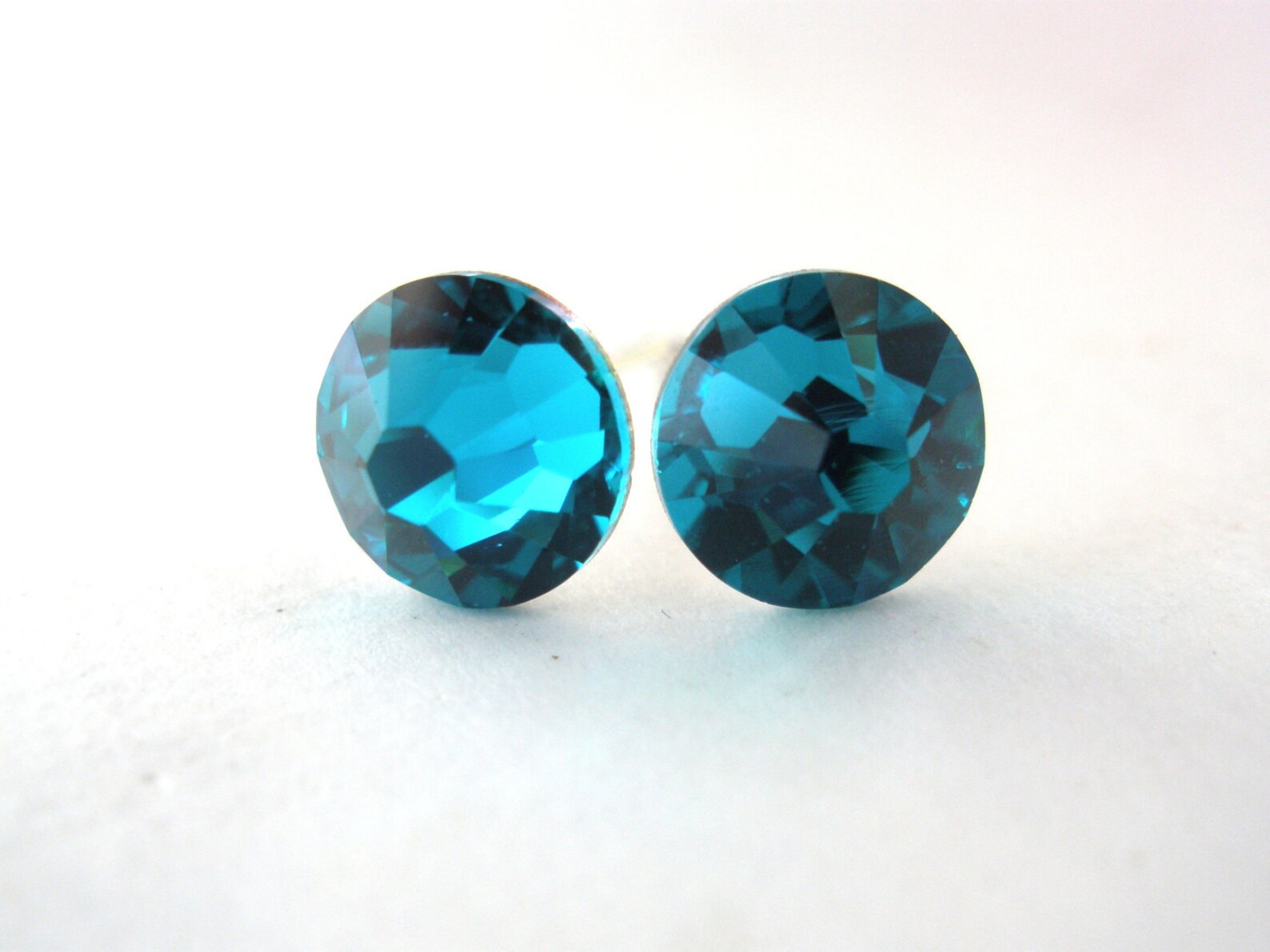 Blue Crystal Stud Earrings Blue Earrings Swarovski Crystal | Etsy