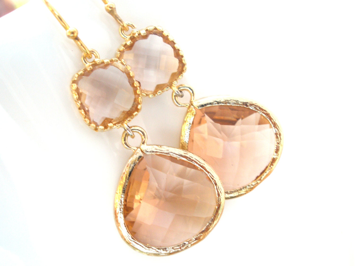 Peach Earrings, Beige, Blush, Champagne Earrings, Bridesmaid Jewelry ...