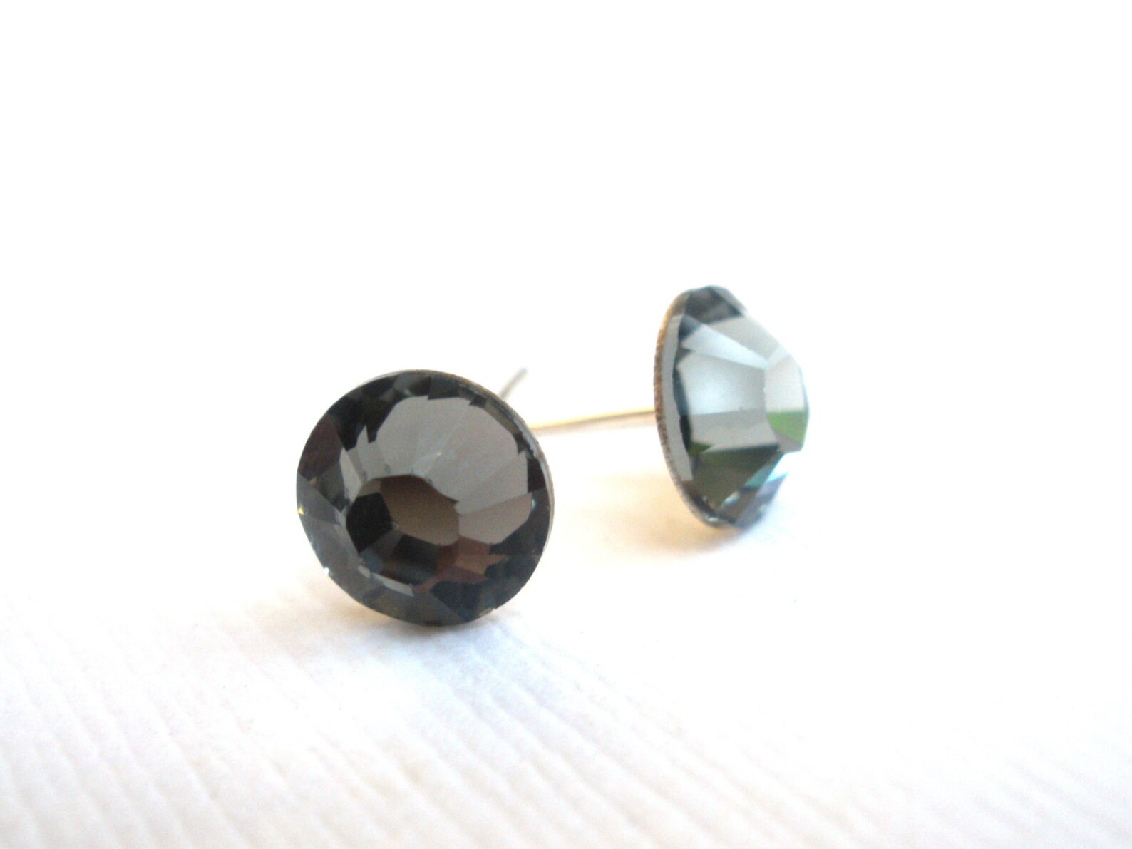 Gray Stud Earrings Crystal Earrings Silver Post Studs - Etsy