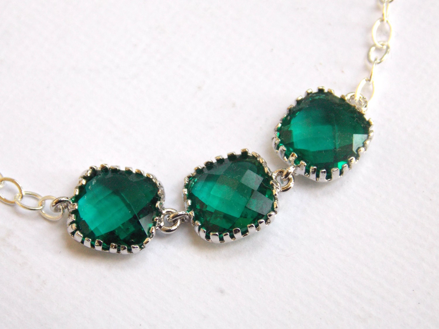 Green Necklace Green Emerald Necklace Silver Green Pendant - Etsy