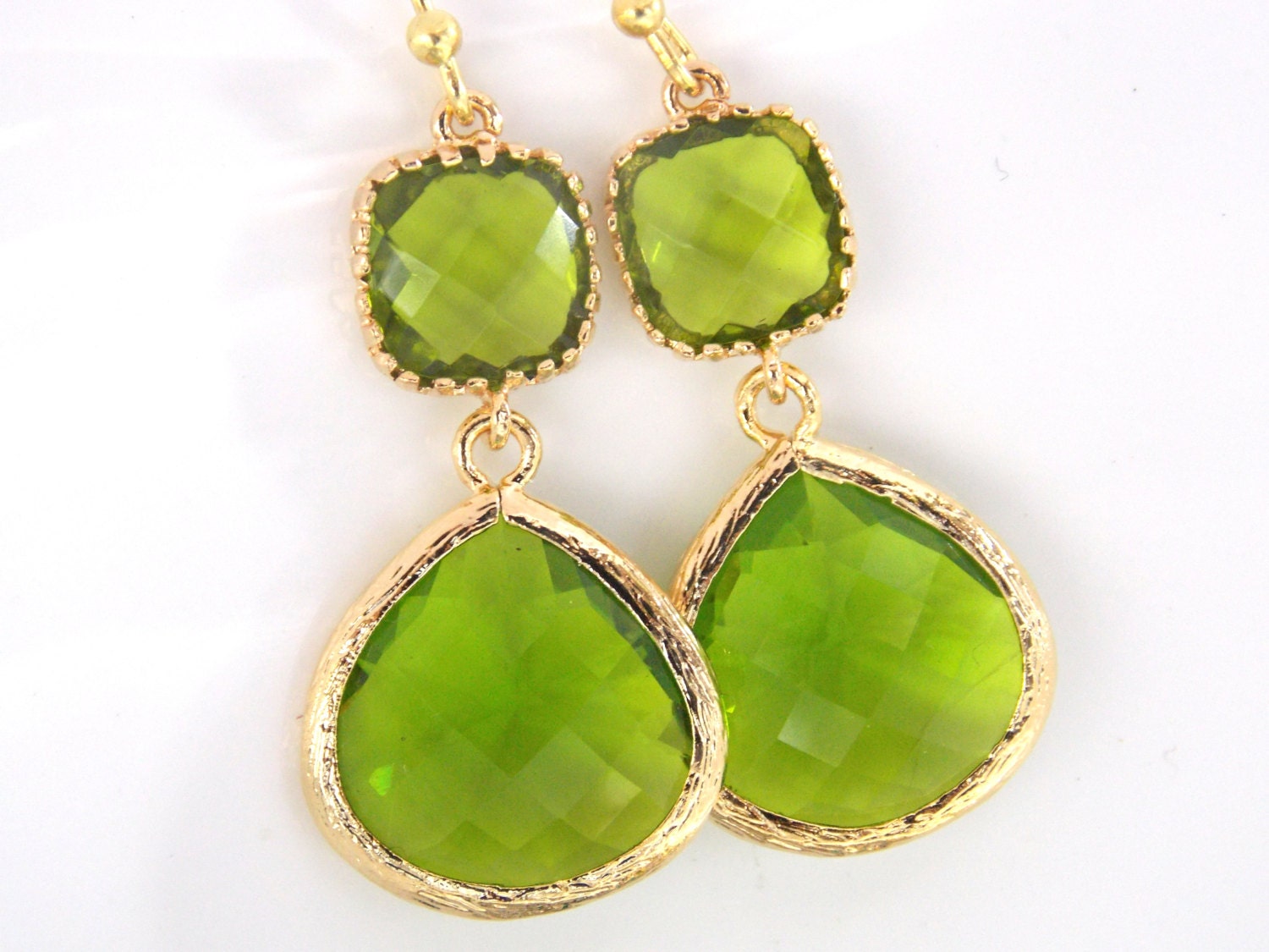 Green Earrings Peridot Earrings Apple Green Earrings Gold - Etsy
