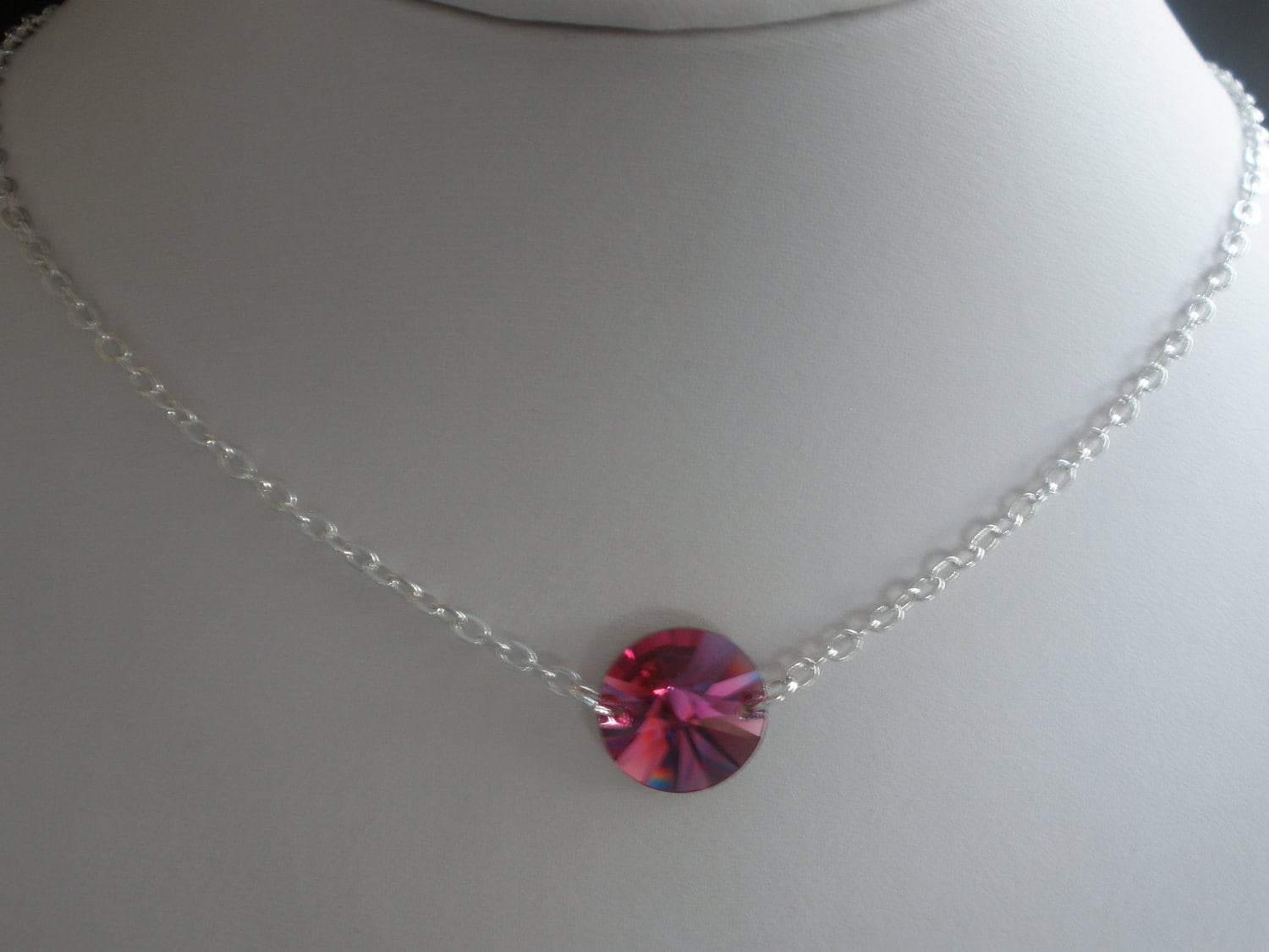Swarovski Crystal Fuschia Necklace, Crystal Necklace, Fuschia Necklace ...