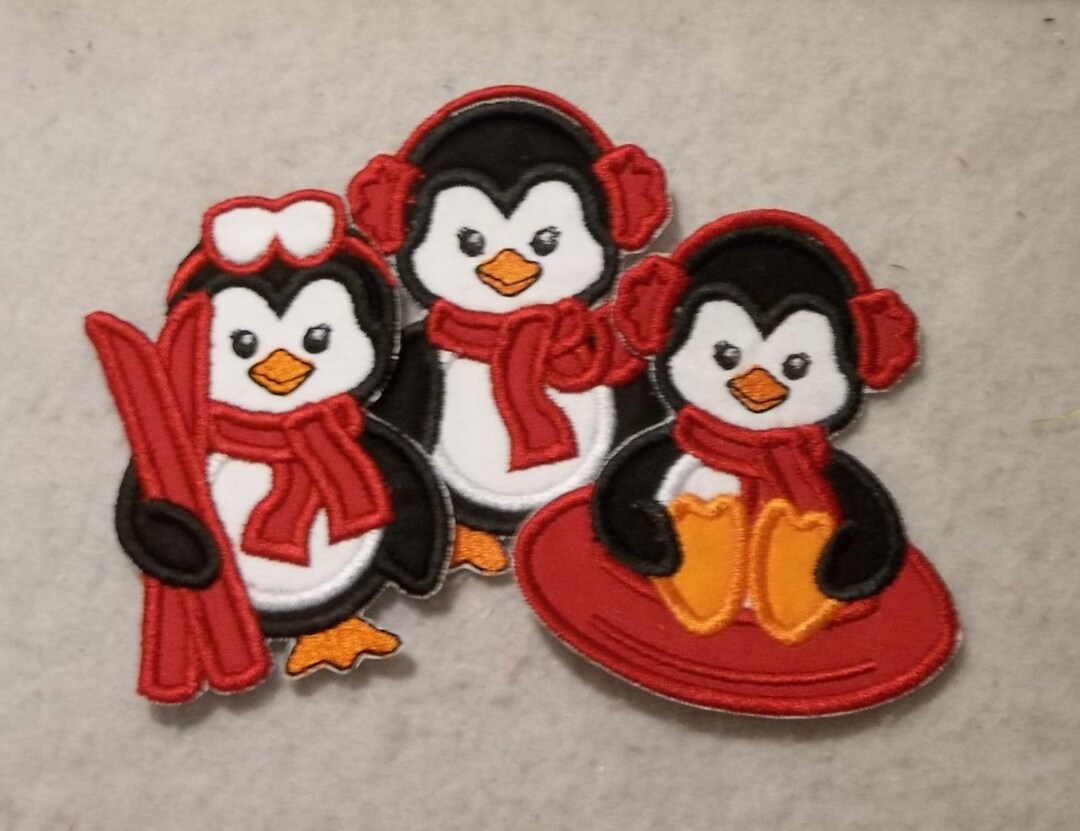 Penguins (set of Three) - MADE to ORDER - Choose Size - Fabric Iron on ...