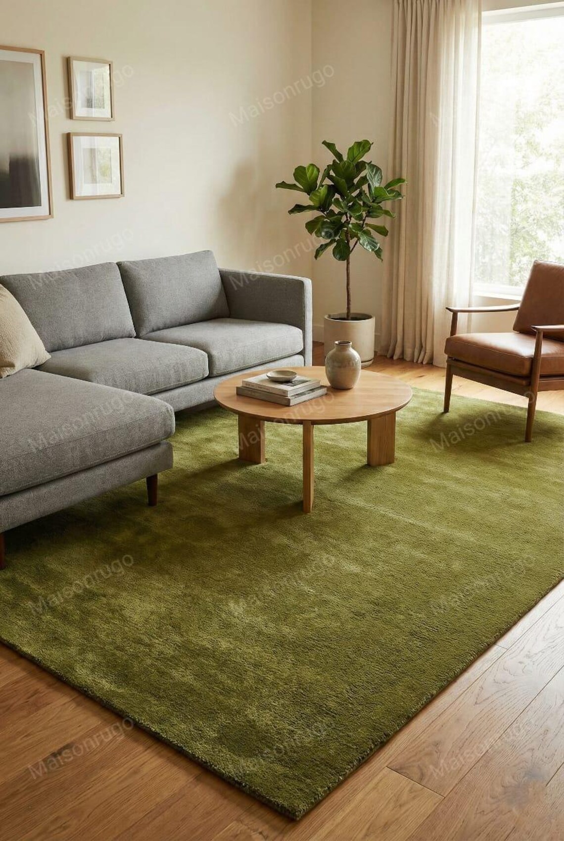 Hand Tufted Olive Green Wool Rug Modern Minimalist Carpet - Etsy