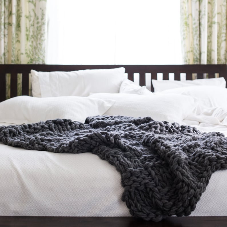 Chunky Knit Throw Blanket Pattern Arm Knitting | Etsy España