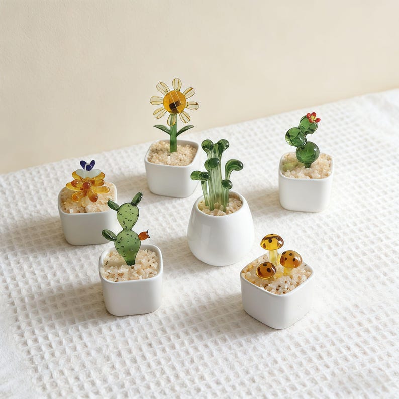 Handmade Glass Flower Bouquet: Mini Glass Flower Bouquet / Tabletop ...