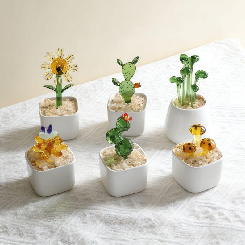 Handmade Glass Flower Bouquet: Mini Glass Flower Bouquet / Tabletop ...