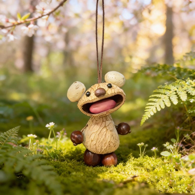 Natural Seed Bear Pendant, Woodland Animal Necklace, Rustic Art Jewelry ...