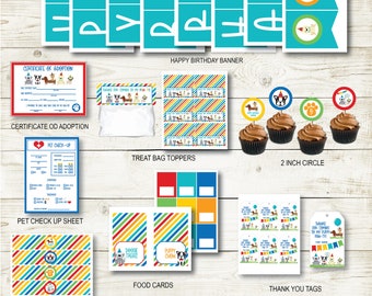 Puppy Dog Birthday Party Stickers, Puppy Dog Party Favor Tags, Puppy ...