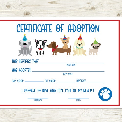 Puppy Birthday Party Adopt a Pet Sign Pet Adoption - Etsy