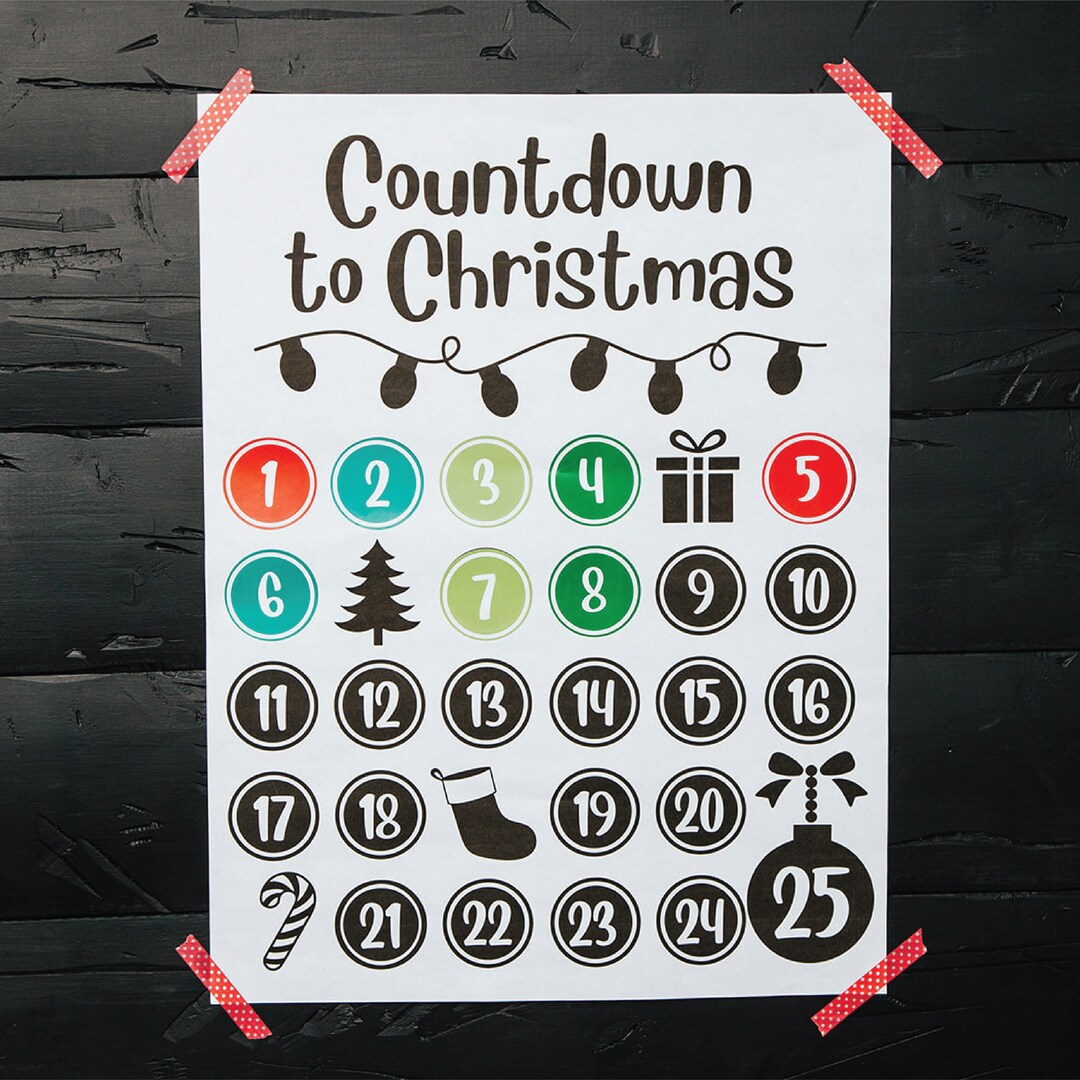 Christmas Countdown Poster and Stickers, Christmas Countdown, Christmas ...