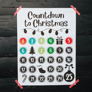 Christmas Countdown Poster and Stickers, Christmas Countdown, Christmas ...