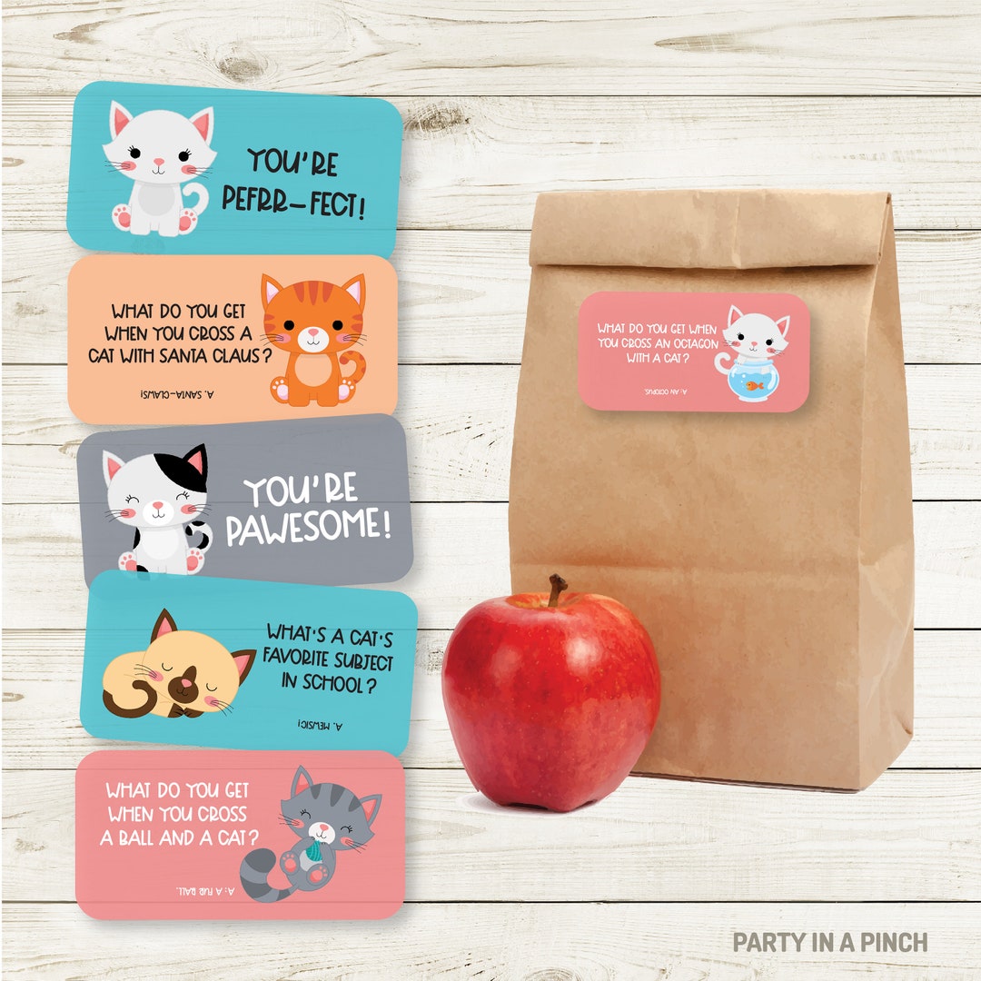 Lunchbox Note Stickers, Lunchbox Jokes, Kitten Lunchbox Notes, Cat ...
