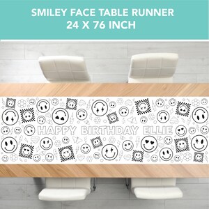 Smiley Face Coloring Table Runner, Happy Girl Birthday Coloring Page ...