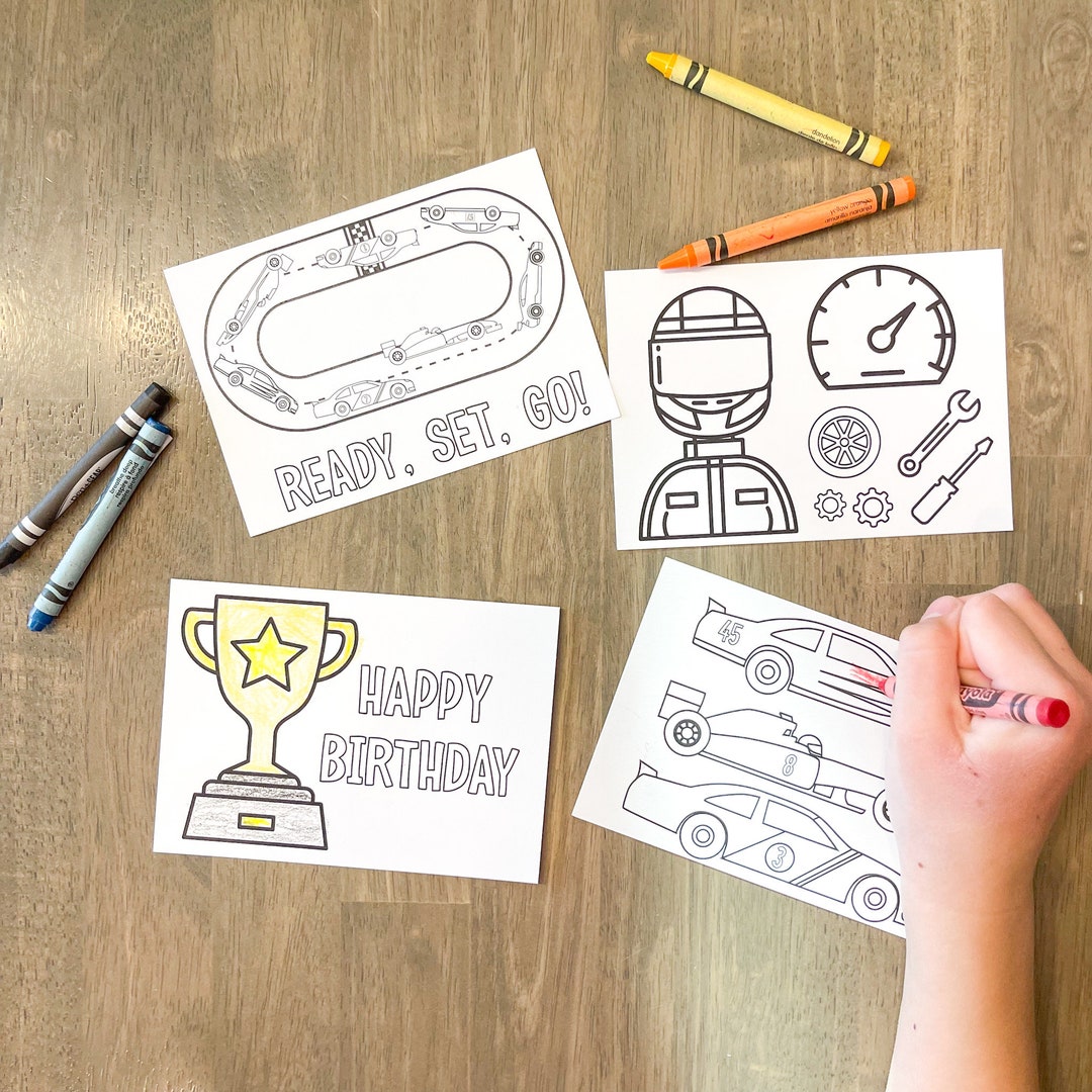 Personalized Race Car Coloring Party Favors, Race Car Party Favors ...