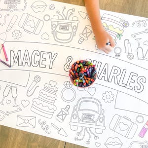 Personalized Wedding Birthday Coloring Table Runner, Wedding Coloring ...