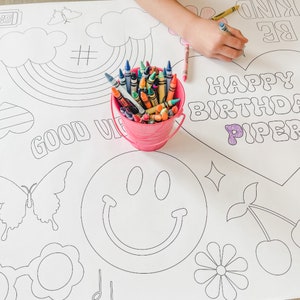 Groovy Coloring Table Runner, Retro Birthday Coloring Page, Groovy ...